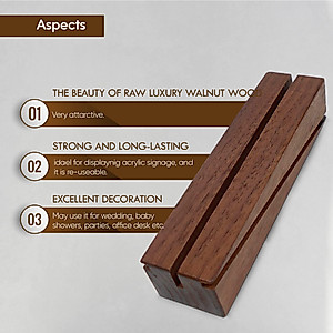 Kassey Pro 12 pack, Walnut Wood Table Display Stands for Rustic Acrylic Signs table card holder acrylic numbers place holders cards wedding sign number signs