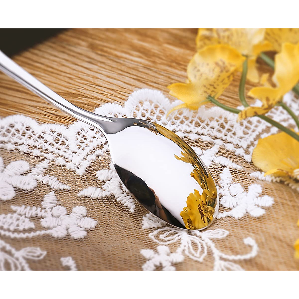 IKXO 35 Piece Silverware Set ，Stainless Steel Silverware Set, Modern Sleek Flatware Set, Include Knife Fork Spoon Long Teaspoon Salad Fork Mirror-Polished Dishwasher Safe Cutlery