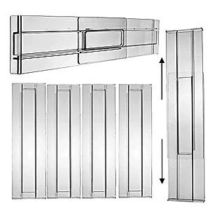 4 PCS Transparent Drawer Divider Organizers,Expandable 11-19" Dresser Drawer Dividers Clear Black to Organize Makeup,Clothes and Underwear, Plastic Drawer Organizer Adjustable Kitchen Drawer Dividers