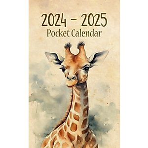 Pocket Calendar 2024-2025 For Purse: 2 Year Small Size 4 x 6.5 inches - Vintage Giraffe Cover Design