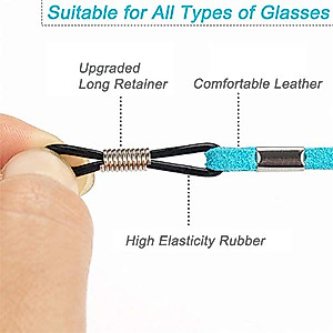 Ftojos 4 PCS Premium Eyeglass Straps - Sunglasses String Holder Strap - Leather Glasses Chain Lanyard for Men Women and Kids - Adjustable Eyewear Retainer Cord