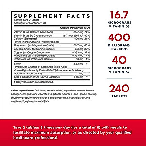 Jarrow Formulas Ultra Bone-Up Powerful Multinutrient Bone Health Includes More MK-7 & JarroSil Activated Silicon for Added Support - 120 Servings, 240 Count