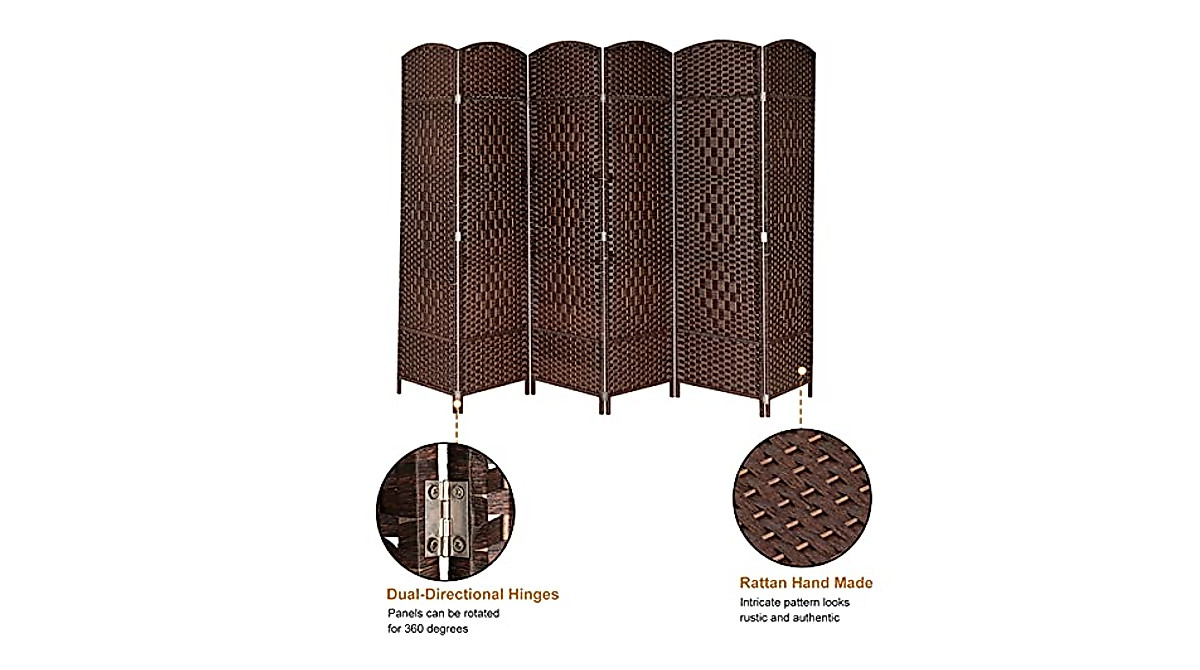 USAStock Decorative Privacy Screen with Rattan Design - Outdoor Divider