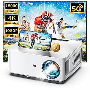 Native 1080P Projector Immerse Extraordinary with Brilliant Colors and 500 ANS&18000L Bright Reality, WiFi Bluetooth Projector with Keystone Correction, Movie Projector Compatible with TV Stick
