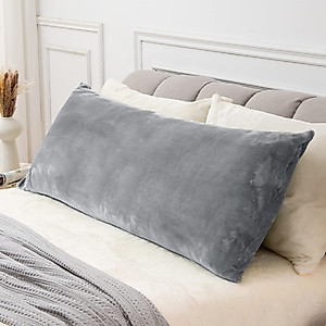 BEDELITE Body Pillow Cover with Zipper Closure, Super Soft and Cozy Fuzzy Fleece Body Pillow Case Cover 20 x 54 Inches, Luxury Fluffy Plush Long Body Pillow Pillowcase for Fall and Winter(Gray)