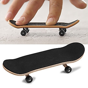 Combort 1Pc Finger Skateboards Fingerboards Sets, Maple Wooden+Alloy Fingerboard Finger Skateboards with Box Reduce Pressure Kids Gifts(Black)