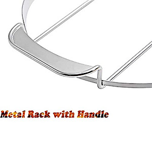 Skyflame Round Ceramic Pizza Baking Stone with Metal Handle Rack Compatible With Weber 8836 Gourmet BBQ System, Charcoal Grill, Smoke Grill, Gas Grill, BGE, Kamado Joe, Pizza Oven