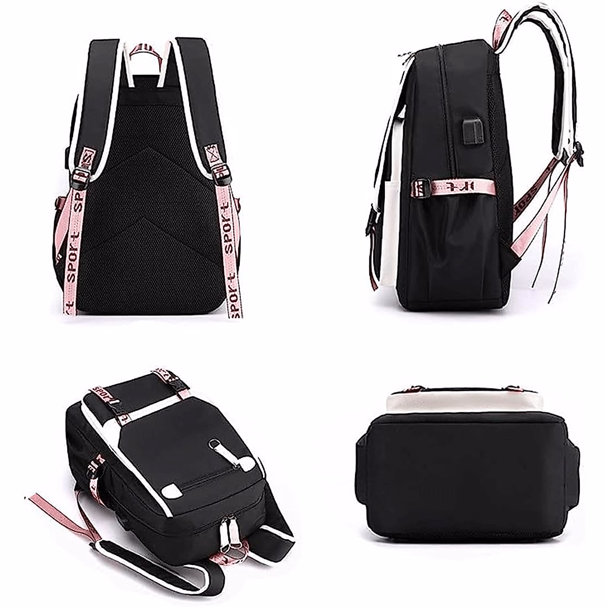 通用 BTS Backpack, Kpop Casual Backpack Black Laptop Backpack, Suitable For Students 11.8 in * 8.26 in * 17.3 in