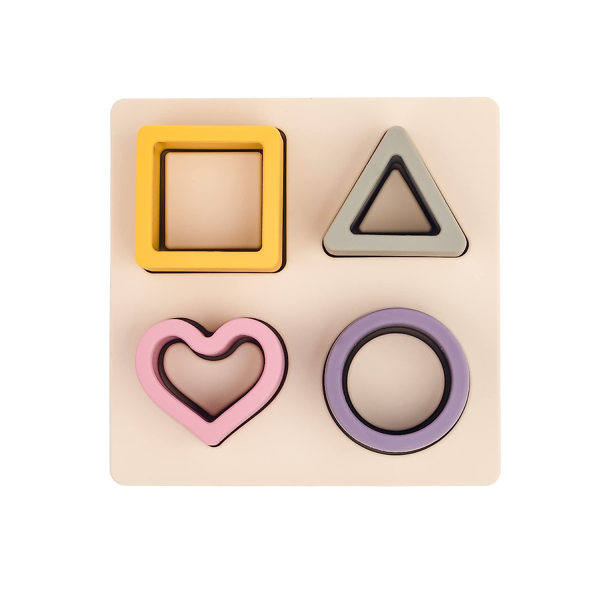 HOFISH Silicone Toys for Toddlers | Baby Stacking Building Blocks | Early Educational Teething Toys with Heart Geometrical Shapes