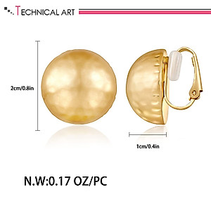 LILIE&WHITE Burnt Gold Clip On Earrings For Women Round Clip Earrings Women Fake Earrings Costume Jewelry For Women