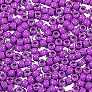 VOOMOLOVE 500 PCS Purple Pony Beads, Bracelet Beads, Beads for Hair Braids, Beads for Crafts, Plastic Beads, Hair Beads for Braids 6x9mm (Purple)
