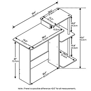 Furinno Efficient Home Laptop Notebook Computer Desk with Square Shelves, Light Cherry/Black