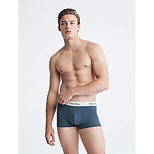 Calvin Klein Men's Modern Cotton Stretch 3-Pack Low Rise Trunk, Grey Heather, Blue Edge, Fuschia Berry, Medium