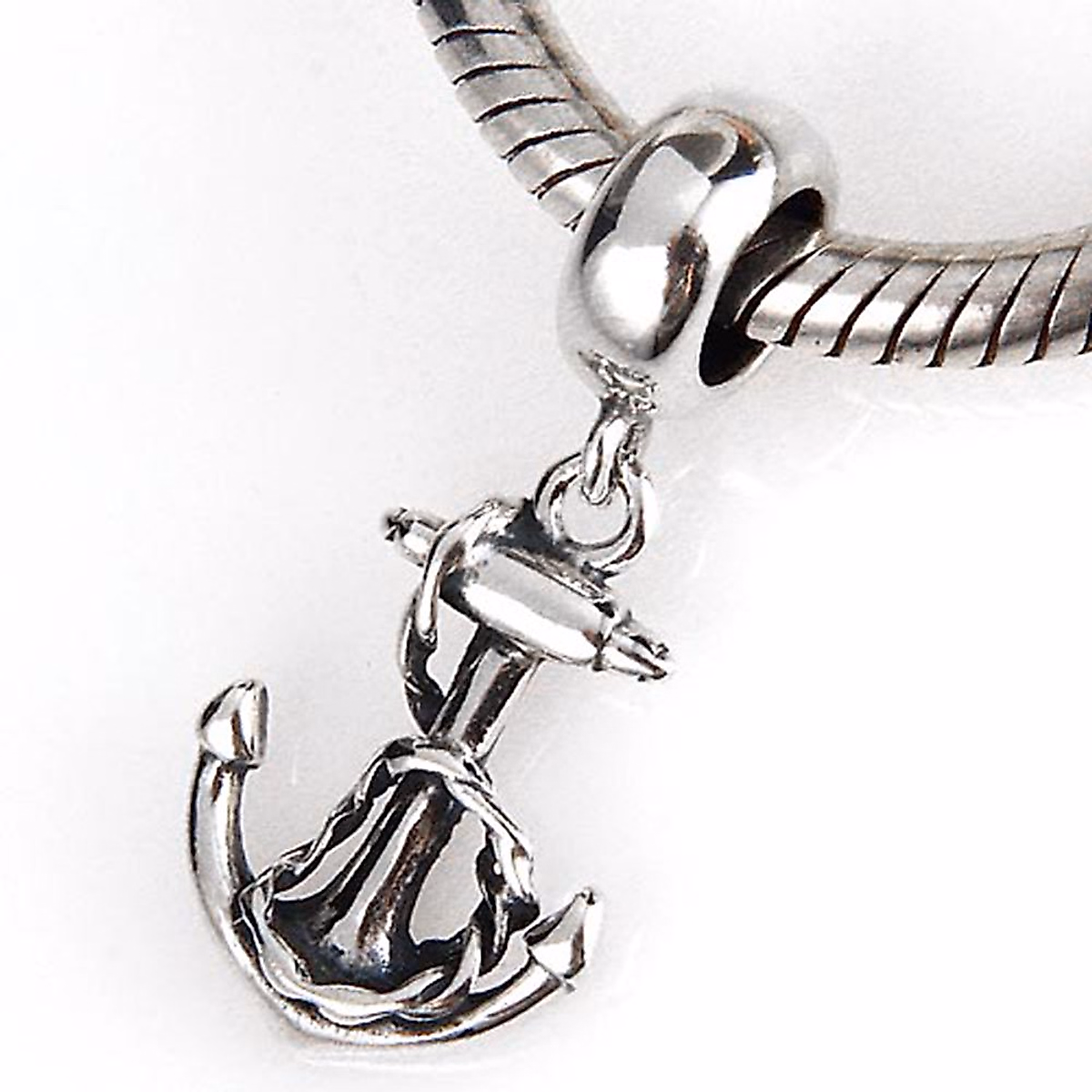 Anchor Charm 925 Sterling Silver Sailor Charm USN Charm Sea Charm Birthday Charm Anniversary Charm for Pandora Charms Bracelet (A)