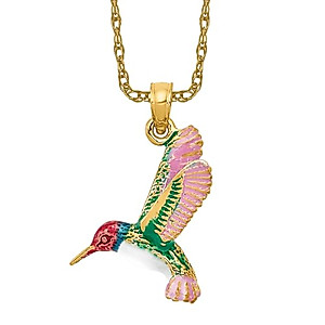 IceCarats 14K Yellow Gold Hummingbird Necklace Bird Pendant Charm Only