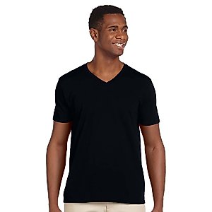 Gildan Men's Softstyle Preshrunk V-Neck T-Shirt, Black, XXX-Large