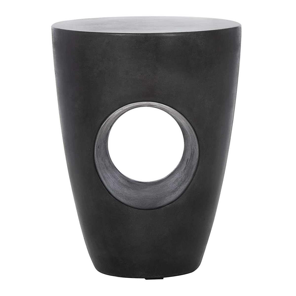 SAFAVIEH Outdoor Aishi Black Modern Concrete Round Accent Table