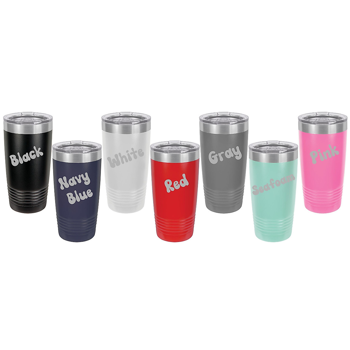 OEZZO Customized Tumblers, Double Wall Personalized Bottles with Splash and Leak Proof Upgraded Slider Lid, Laser Engraved Text on One or Two Sides (20oz, Gray)