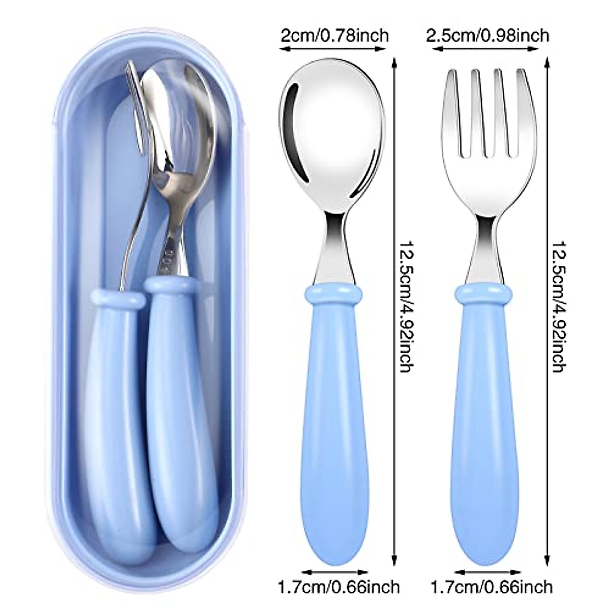 Toddler Utensils, Toddler Forks and Spoons,Stainless Steel Baby Utensils Baby Silverware Set with Storage Box for Safe Dining (3 Set with Case)