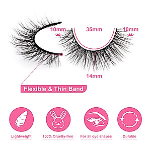 Newcally Natural Look Lashes Mink 3D Fluffy Wispy False Eyelashes Short Light Volume Fake Eye Lashes Pack 14 Pairs Reusable Soft Faux Mink Eyelashes