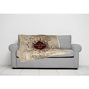 WARNER BROS Harry Potter Marauders Map Throw Blanket - Measures 50 x 70 inches - Fade Resistant Super Soft Fleece Bedding (Official Harry Potter Product)