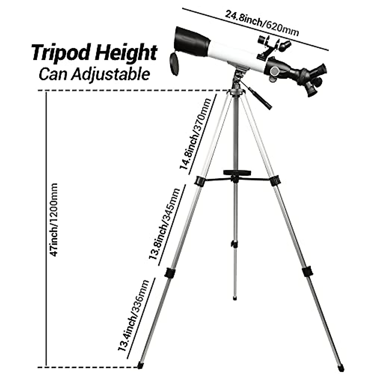 Telescope,20X-167X HD Telescop 60mm Aperture 500mm AZ Mount Astronomical Refracting Telescope Adjustable Portable Telescopes with Adjustable Tripod, Phone Adapter, Nylon Bag…