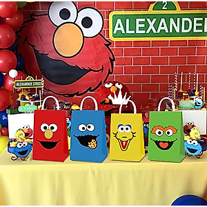 16 Packs Elmo Party Bags for Se-same Street Birthday Party Supplies, Including 4Patterns for Kids Birthday Party Decorations