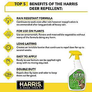 Harris Deer Repellent, Long Lasting Ready to Use Plant Safe Formula, 32oz