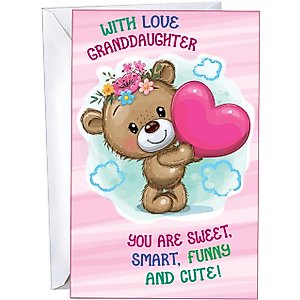 Chuck's Card-O-Rama - Birthday Card For Granddaughter - Made in USA - Why Pay More? - Large Card Opens to 10" x 7.75" - Extra Thick Paper - 95363