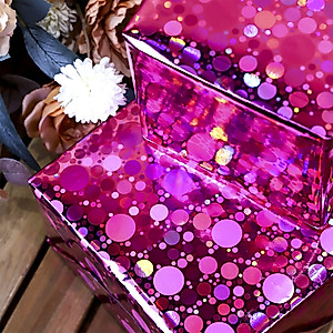 LeZakaa Pink Holographic Wrapping Paper - Mini Roll - Polka Dot Print for Mother's Day, Wedding, Engagement - 17 inches x 32.8 Feet (46.5 sq.ft.)