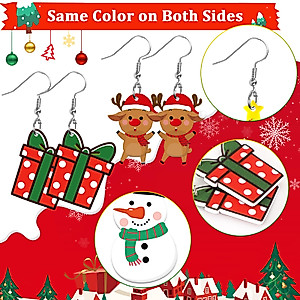 AUGSUN 8 Pairs Holiday Earrings for Women Christmas Acrylic Earrings Double Side Design Christmas Tree Gingerbread Men Decoration Christmas Jewelry