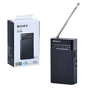 Sony ICFP26 Portable AM/FM Radio (Black) Bundles (Battery Bundle)