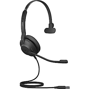 Jabra Evolve2 30 UC Wired Headset, USB-A, Mono, Black – Lightweight, Portable Telephone Headset with 2 Built-in Microphones – Work Headset with Superior Audio and Reliable Comfort