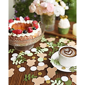 Letjolt Green Confetti Baby Shower Paper Short-Sleeve Bodysuits Scatter Golden Leaves Table Decoration Gender Reveal Birthday Confetti 150 pcs