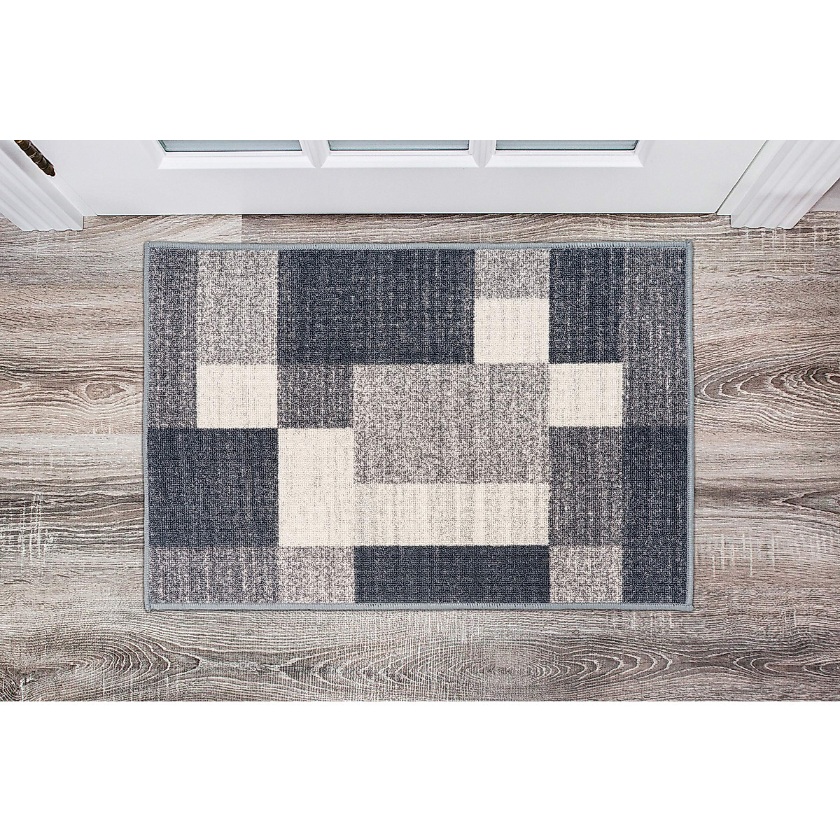 Rugshop Modern Boxes Design Non-Slip (Non-Skid) Area Rug 20" X 30" Gray