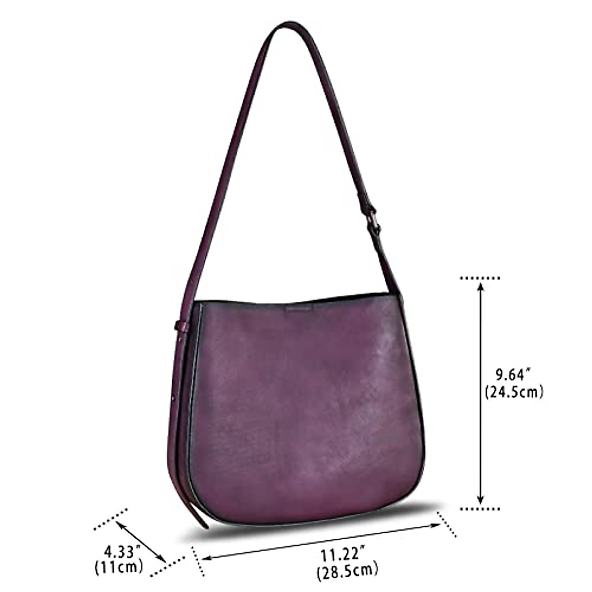 Genuine Leather Crossbody Satchel Purse for Women Vintage Handmade Handbag Retro Designer Hobo Bag (Purple)