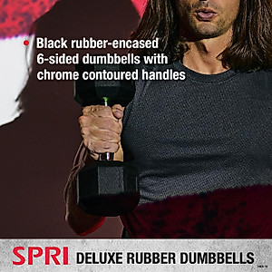 SPRI Dumbbells Hand Weights Set of 2-3 lb Rubber Hex Chrome Handle Exercise & Fitness Dumbbell for Home Gym Equipment Workouts Strength Training Free Weights for Women, Men