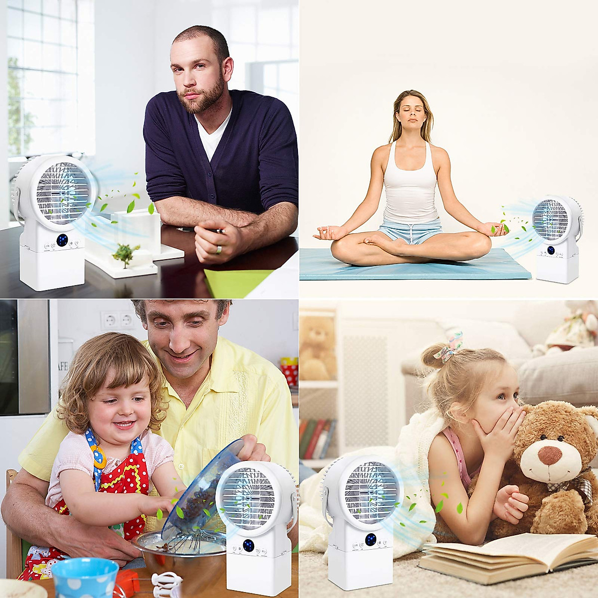 Kentaly Portable Air Conditioner Fan, 4 in 1 Personal Air Conditioner Cooler with Timing, 3 Speeds Mini Air Conditioner Portable, Quiet Desk Air Conditioner Fan Portable AC Unit with 7 Colors Light