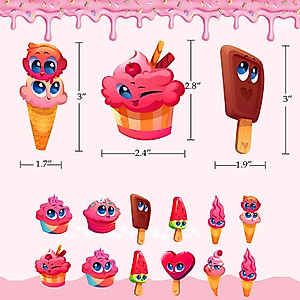 FaCraft 216PCS Valentine's Day Stickers for Kids,Sweet Cupcake Ice Cream Dessert Stickers Funny Valentines Day Labels Sticker for Envelopes Cards Scrapbooking Valentine's Decorations