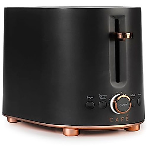 Café Express Finish 2-Slice Toaster | Extra-Wide Slots, Extra Lift for Waffles, Pastries, Texas Toast & More | 4 Pre-Set Functions, 8 Shade Options | Countertop Kitchen Essentials | Matte Black