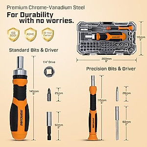 IRONCUBE Ratcheting Screwdriver Set, 56Pcs Phillips Slotted Torx Hex Pz and Socket, Magnetic Bits Set for Household, Cool Gifts for Men or Father