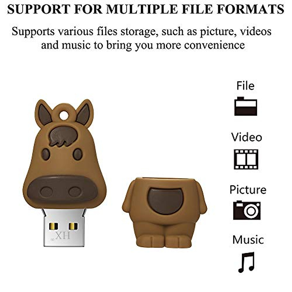 USB Flash Drives, 8GB / 16GB / 32GB / 64GB Waterproof Cute Novelty USB 2.0 USB Memory Stick Data Storage Pendrive Thumb Drives (32GB, Cute Horse)