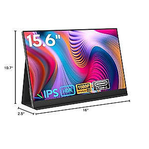 ZSCMALLS Portable Monitor Upgraded Ultra Slim&Lightweight Metal Frame 15 Inch IPS HDR 1080P HD Eye Care Screen USB C Gaming Monitor for Laptop/PC/Cellphone/Switch/PS3-4/Xbox/Raspberry Pi