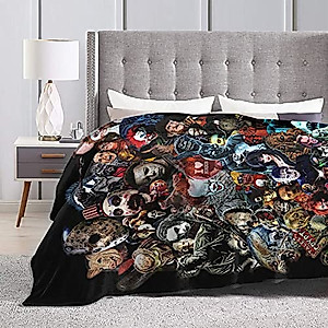 Halloween Horror Movies Throw Blanket Super Soft Flannel Air Conditioning Blanket for Couch Sofa Chair Office Travelling Camping Gift in All Seasons,50×40inch