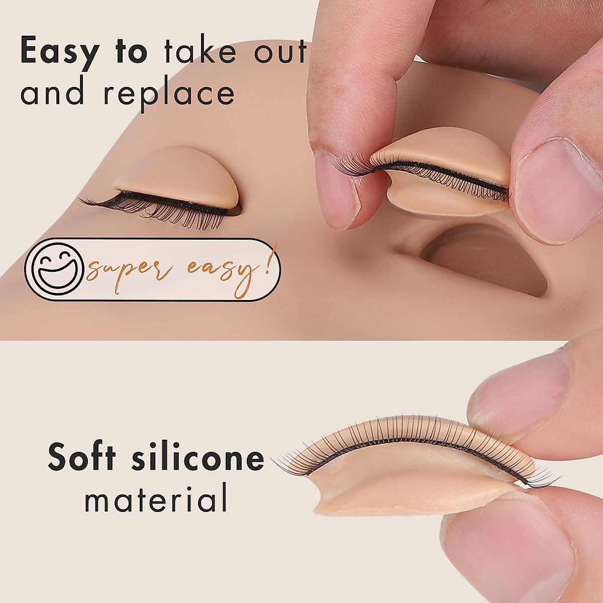 Embagol Multifunction Replaced Eyelids Makeup for Training Head Removable Realistic Eyelids Eyelash Training (3 Pair (Pack of 1))