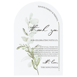 Crisky Arch Design Greenery Wedding Thank You Place Setting Cards, 100 Pcs, Chic and Elegant Wedding Table Centerpieces and Wedding Decorations, Wedding Supply, 4 x 6 inch