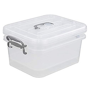 Nesmilers 2 Packs Storage Bin with Lid, 8 Liter Plastic Box Set