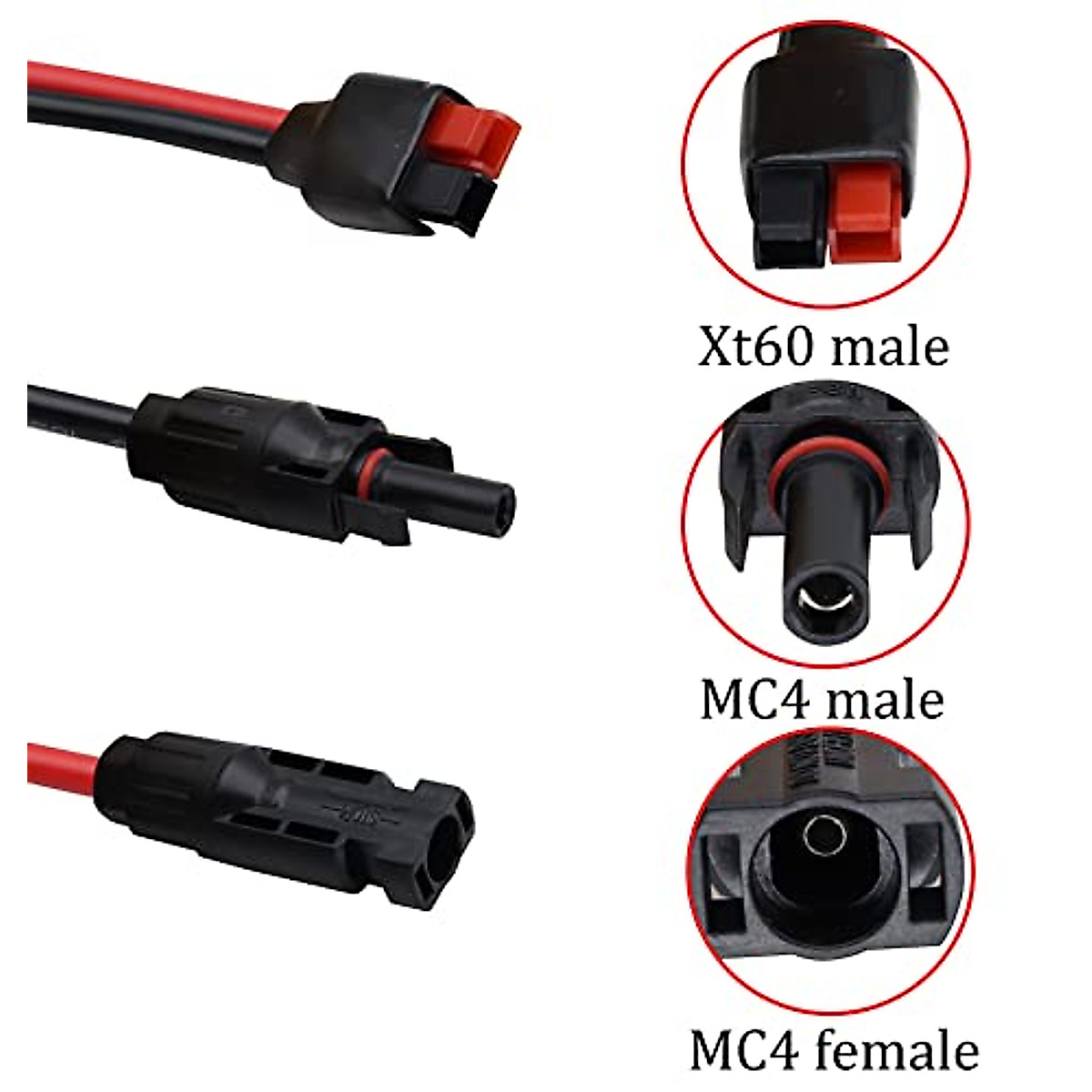 HCFeng 10AWG( M-C-4 )Connector to (an-der-Son )Female Power Solar Panel Cable Connector, Solar Connector to Ads Port Adapter for Goal Zero Yeti Portable Outdoor RV/Van Camping[60cm/2ft]