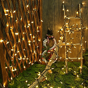 Joomer Warm white LED Christmas Lights Outdoor, 66ft 200 LED Mini String Lights 8 Modes Timer Twinkle Fairy Lights Connectable Waterproof for Indoor Outdoor Home Garden Party Xmas Decoration