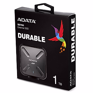 ADATA SD700 External SSD 1TB, Black, Military-Grade,(PX8/IP6X), 3 Years Warranty